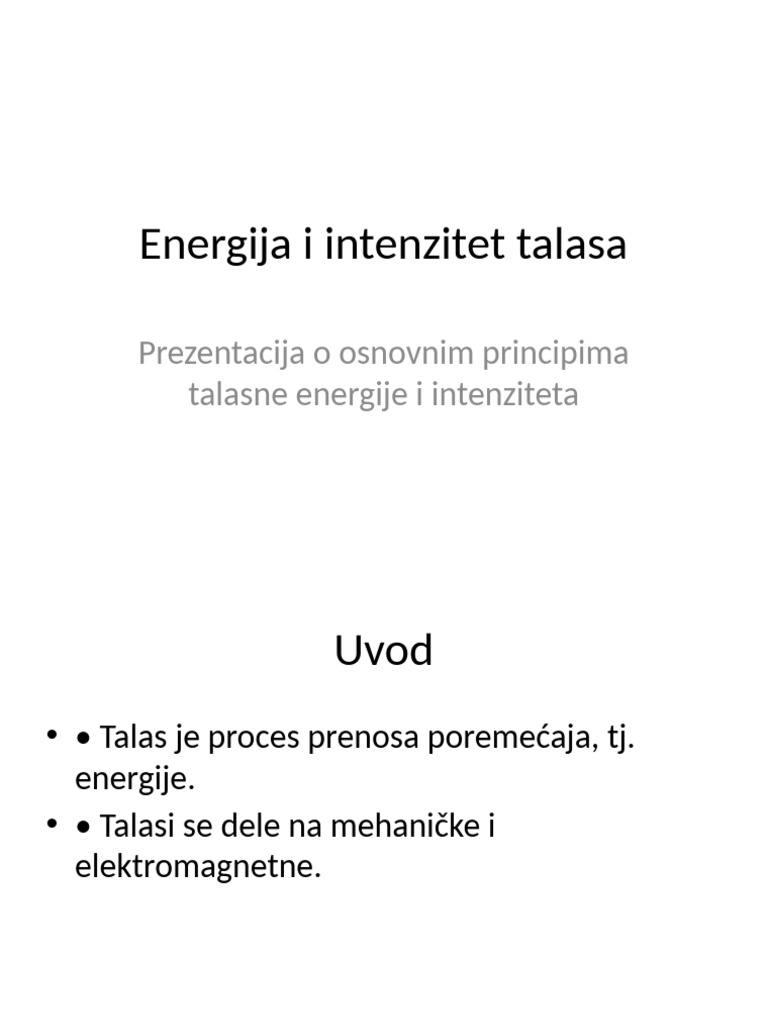Energija I Intenzitet Talasa | PDF