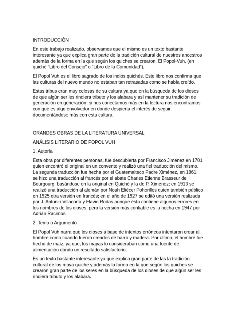 POPOL BUH_ROMERO | PDF | Pueblos mayas | Civilización maya