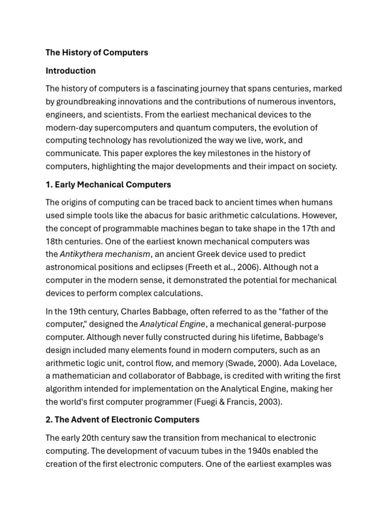 History of computer | PDF | Transistor | Integrated Circuit