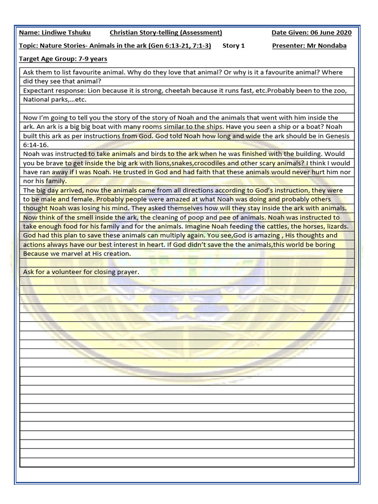 Christian Story-Telling Assignment1 | PDF