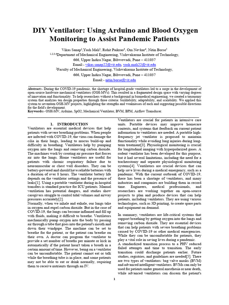Arduino-Based DIY Ventilator Design | PDF | Breathing