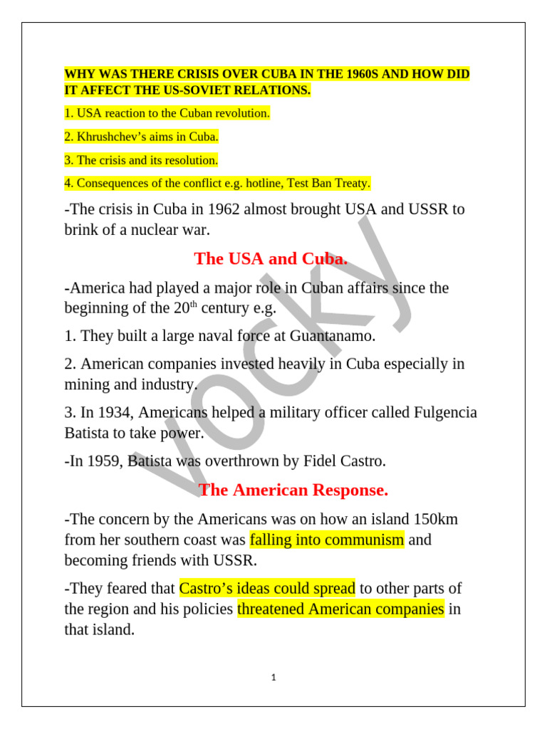 CUBAN MISSILE CRISIS | PDF | Fidel Castro | Nikita Khrushchev
