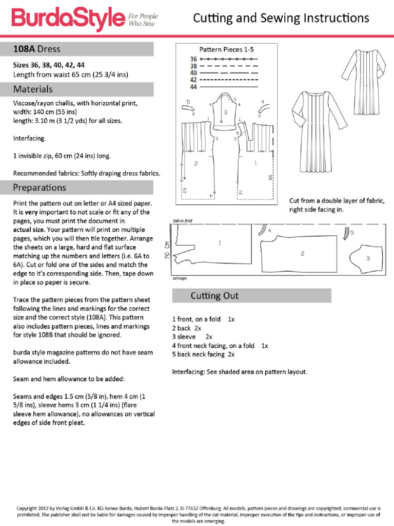 Burda 108A 102012 Anl English | PDF