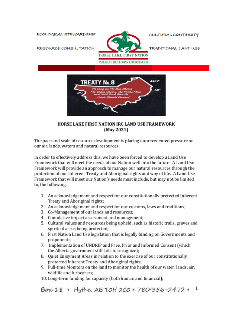 Horse Lake First Nation Land Use Plan | PDF