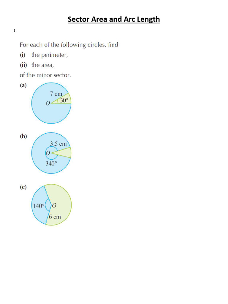 Sector Area and Arc Length | PDF