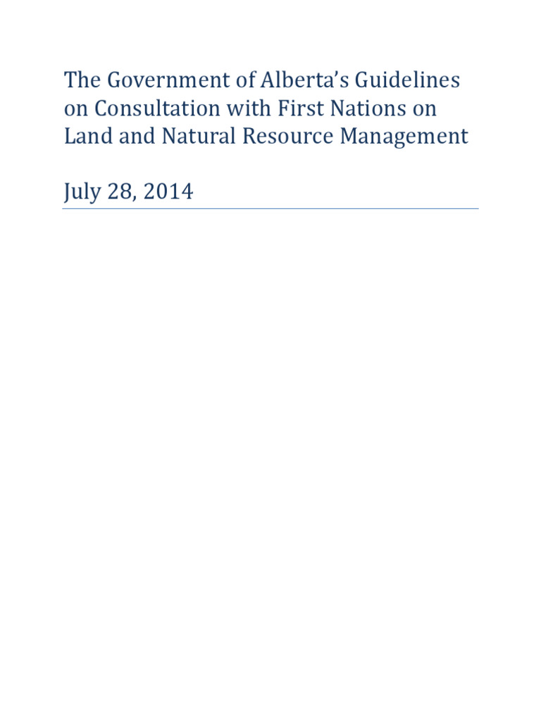 Alberta First Nations Consultation Guidelines | PDF