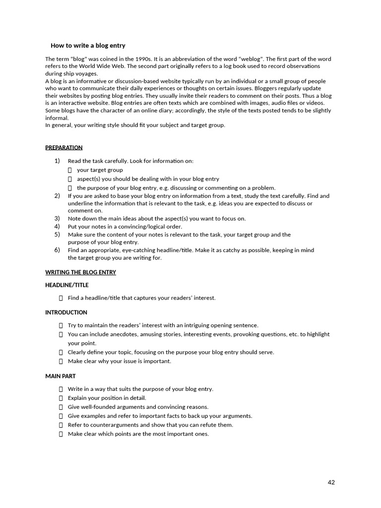7 - How To Write A Blog Entry | PDF | Blog | Argument