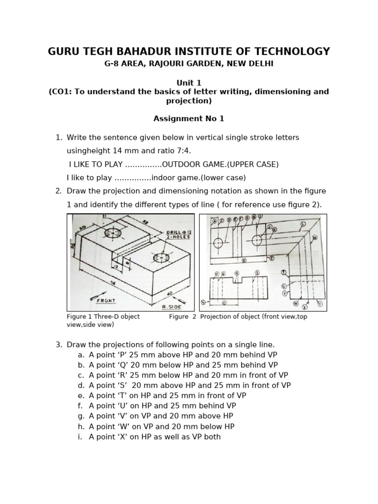Assignment Engineering Graphics 1 | PDF | Perpendicular | Geometry