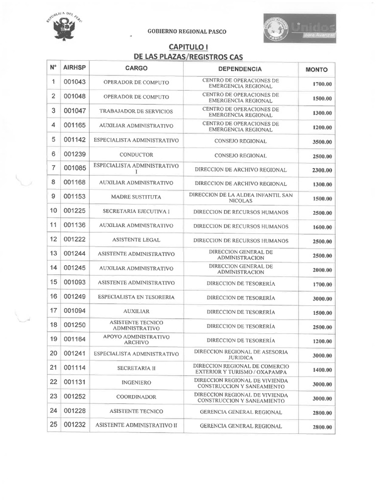 Plazas Cas #001 2025 | PDF