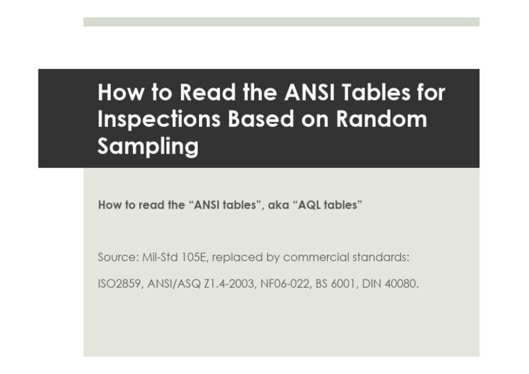 1 7-PDF How To-Read The ANSI Tables For Single Sampling | PDF