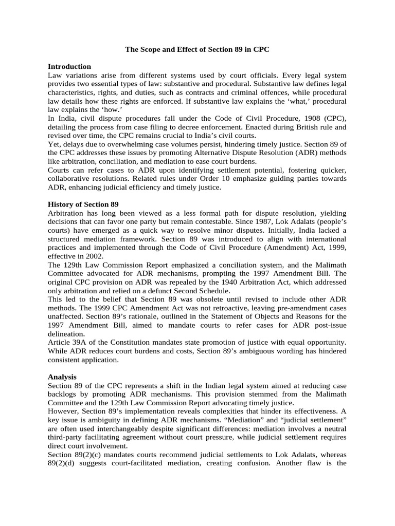 The_Scope_and_Effect_of_Section_89_in_CPC | PDF | Alternative Dispute ...