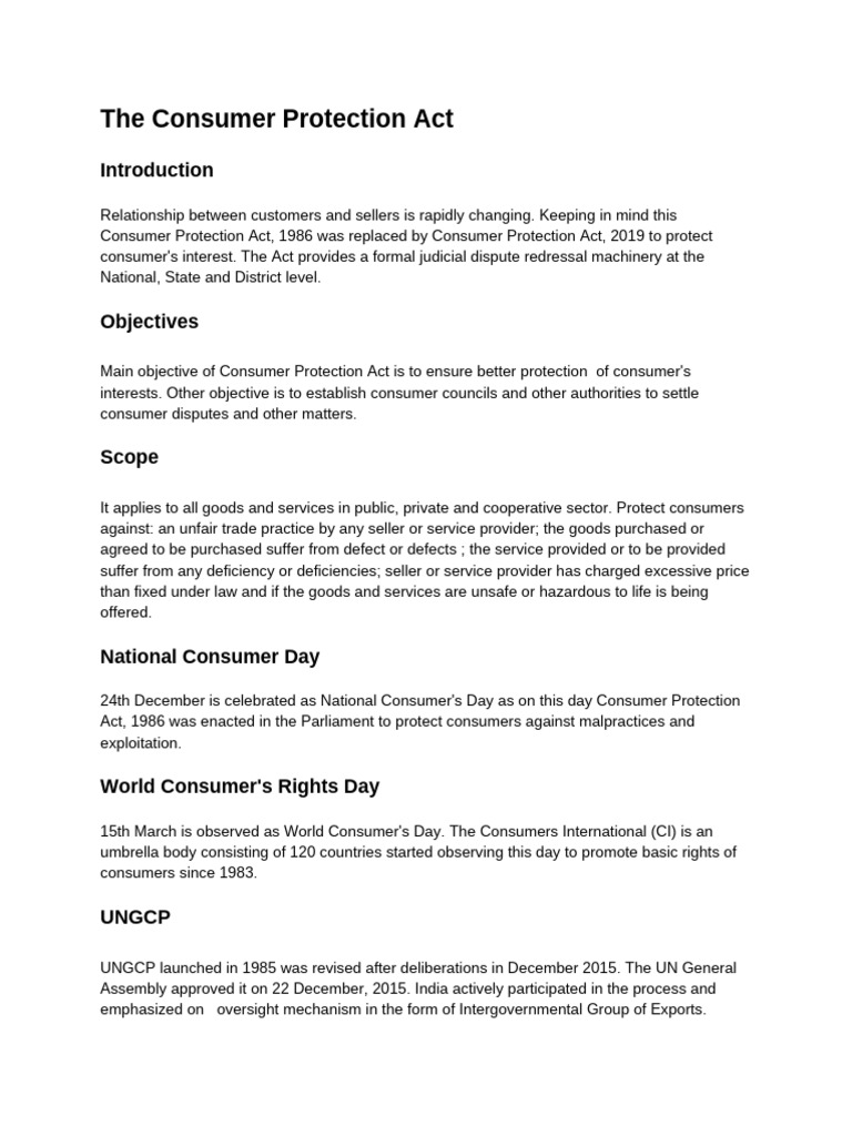The Consumer Protection Act | PDF | Consumer Protection | Product Liability