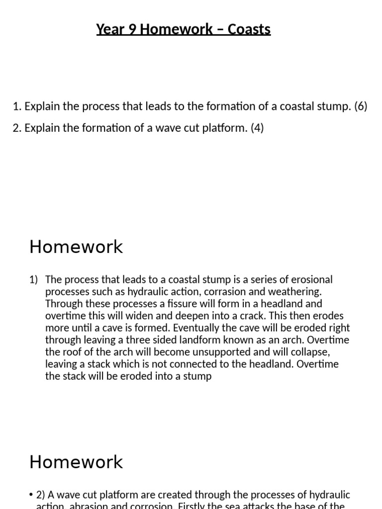 Year 9 Coasts Homework | PDF