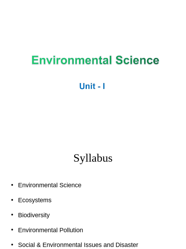 Environmental Science Unit - I To V | PDF | Natural Environment | Nature