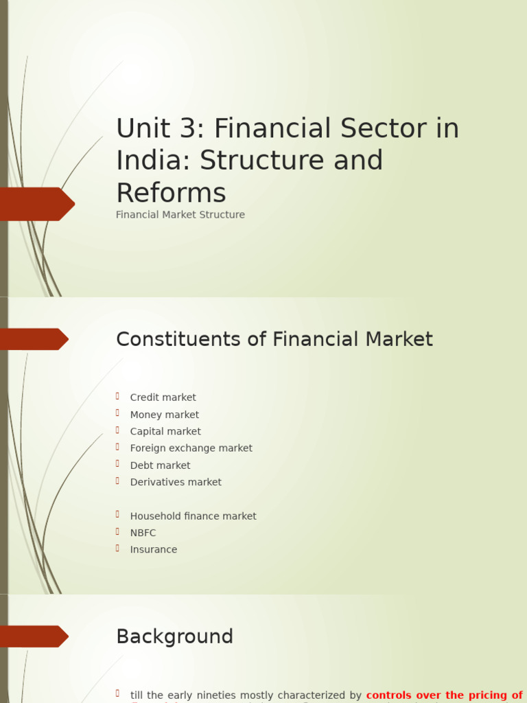 Financial Sector Structure & Reforms in India | PDF | Securities ...