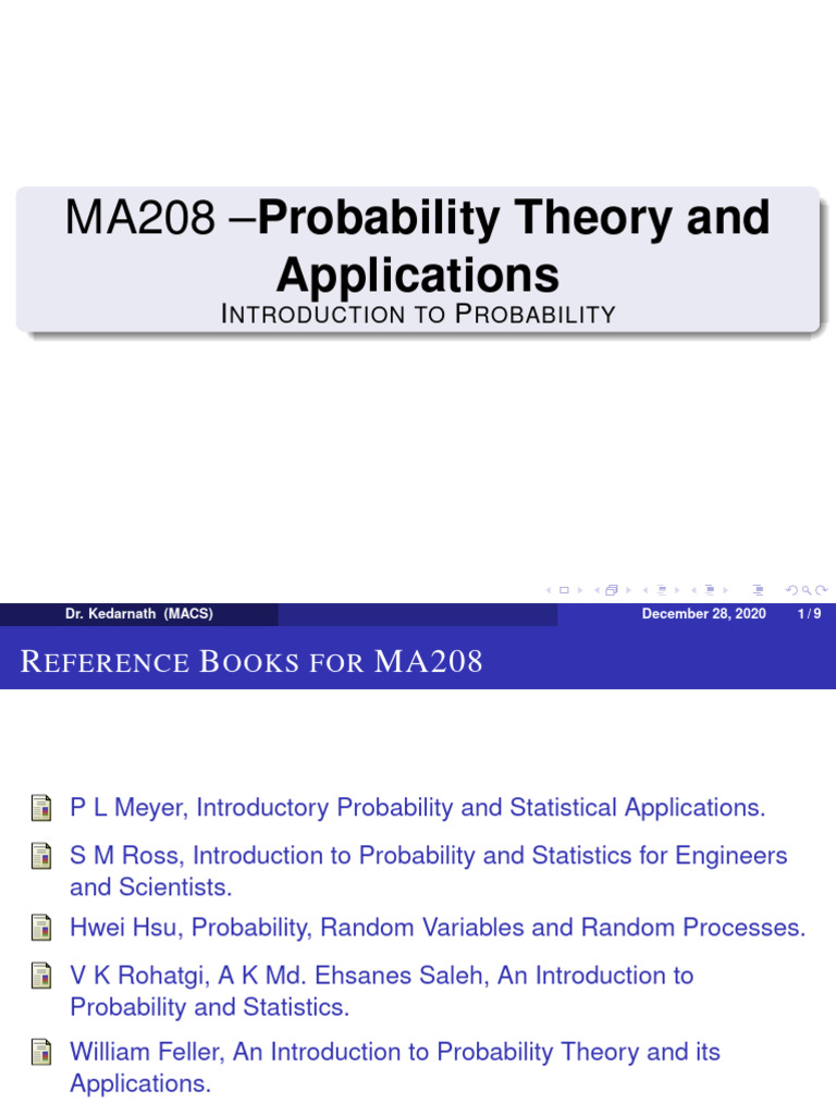 Ma208 Combined Slides | PDF | Probability Theory | Statistical Theory
