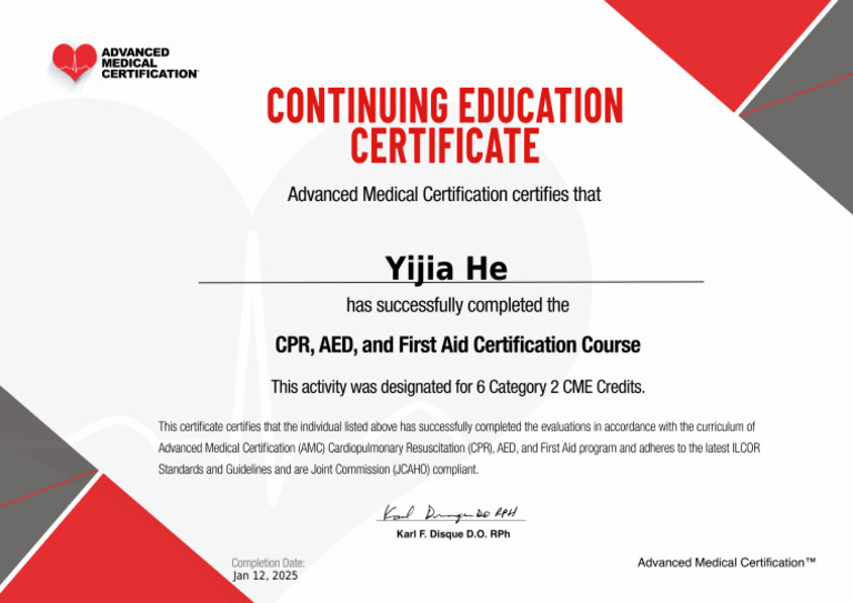 Online CPR Aed First Aid Certification Course Certificate | PDF
