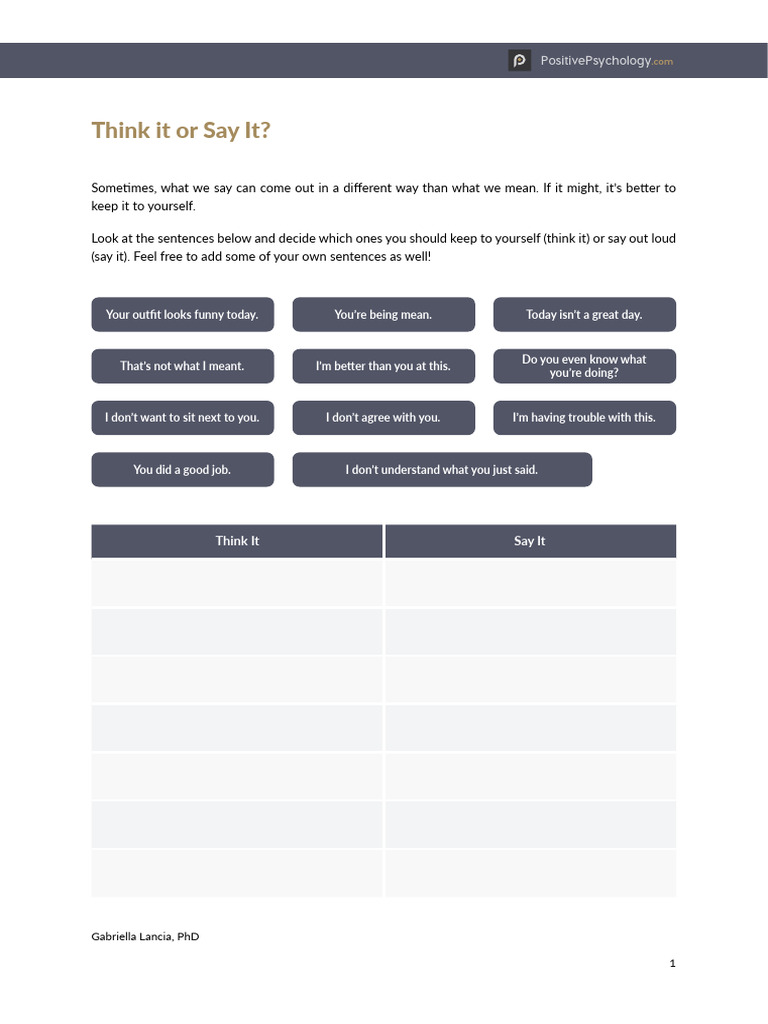 Think It or Say It | PDF