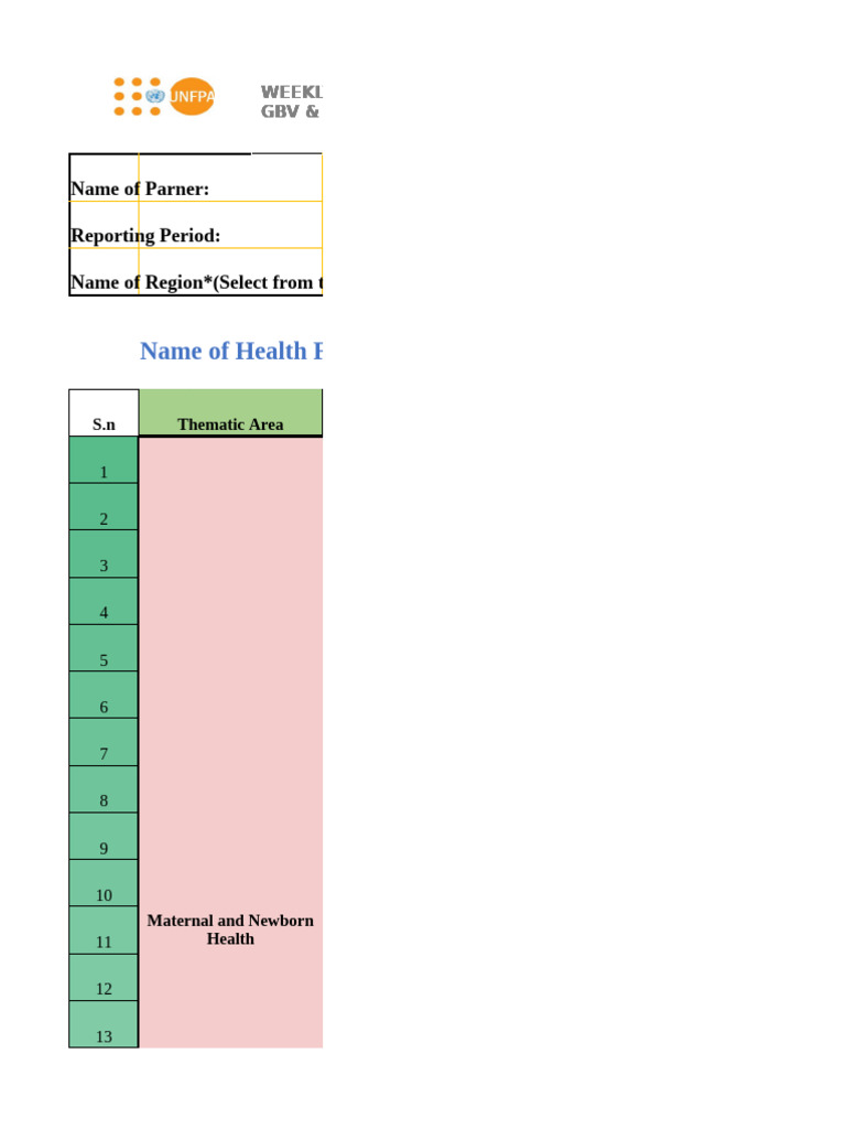 Weekly Health Reporting Template | PDF | Pregnancy | Childbirth