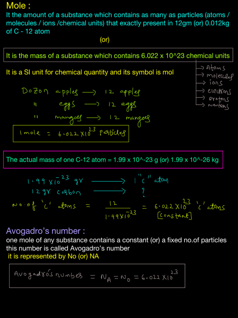 Mole Concept(Stoichiometry) | PDF | Stoichiometry | Mass Concentration ...