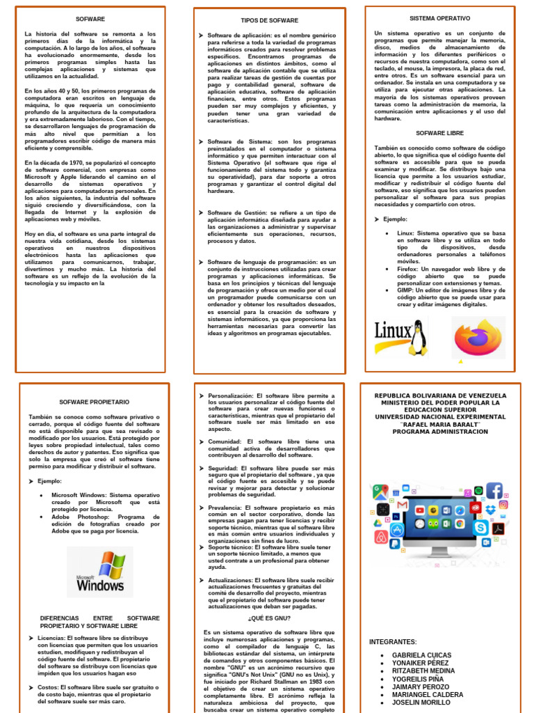 TRIPTICO INFORMATICA | PDF | Software libre | Software de la aplicacion
