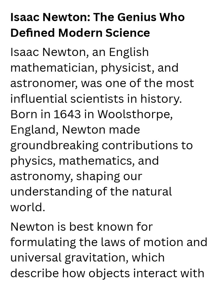 Isaac Newton The Genius Who Defined Modern Science | PDF