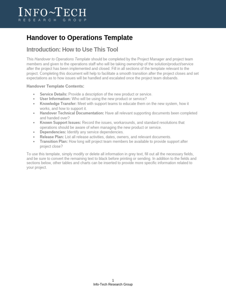 It Handover To Operations Template R1 | PDF | Computing