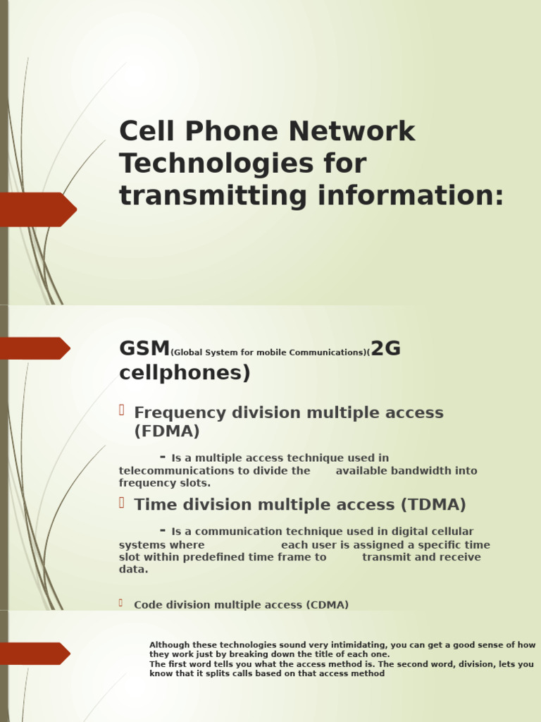 Mobile Network Technologies Explained | PDF | 4 G | Cellular Network