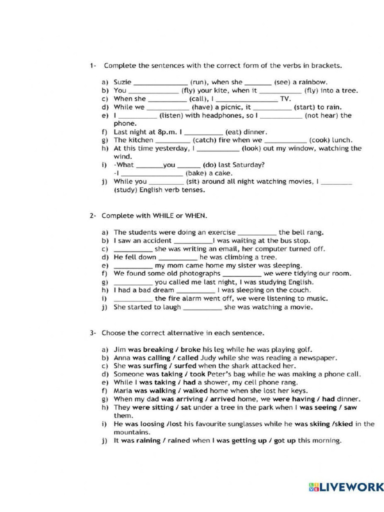Past Simple-Continuous Mixed | PDF