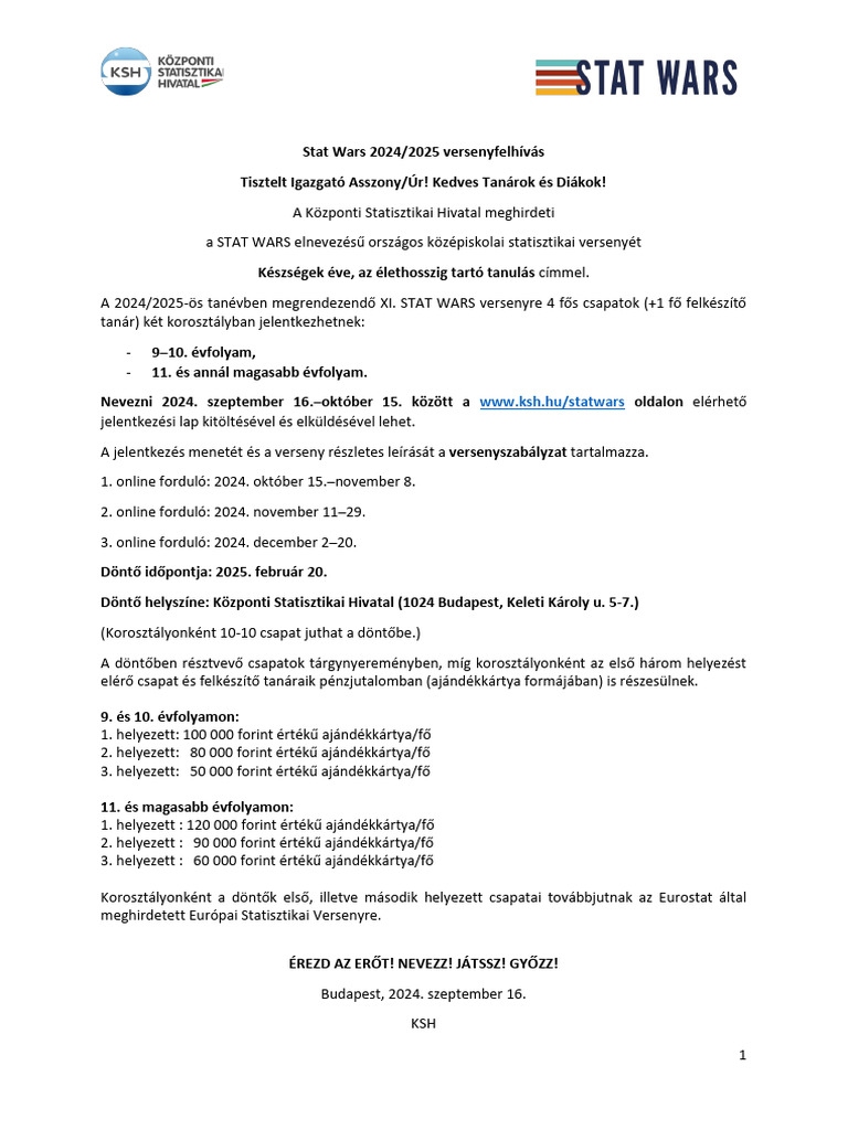 Felhívás - Stat - Wars Iskoláknak | PDF