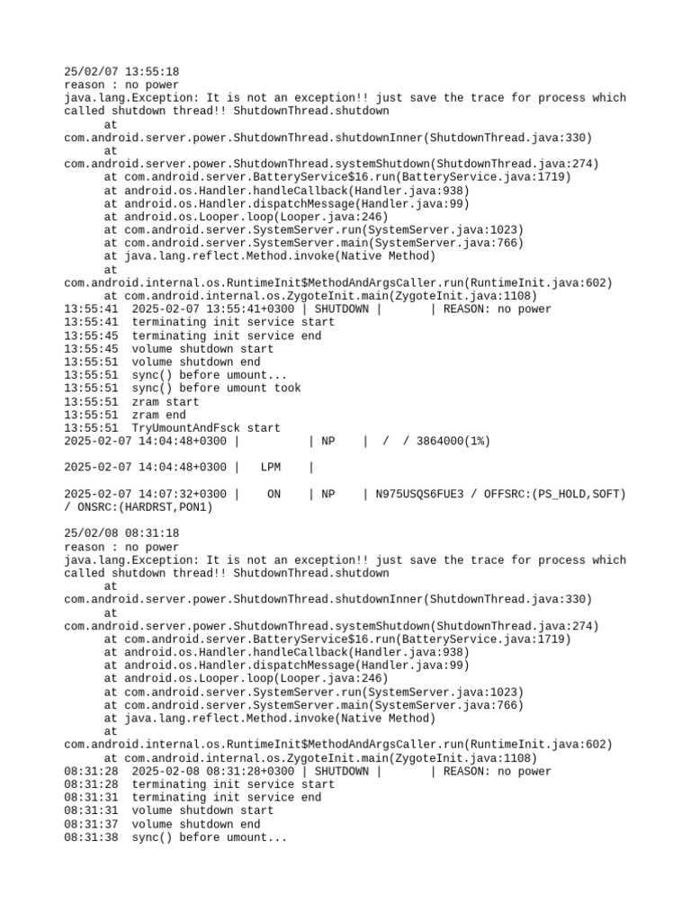 Power Off Reset Reason | PDF