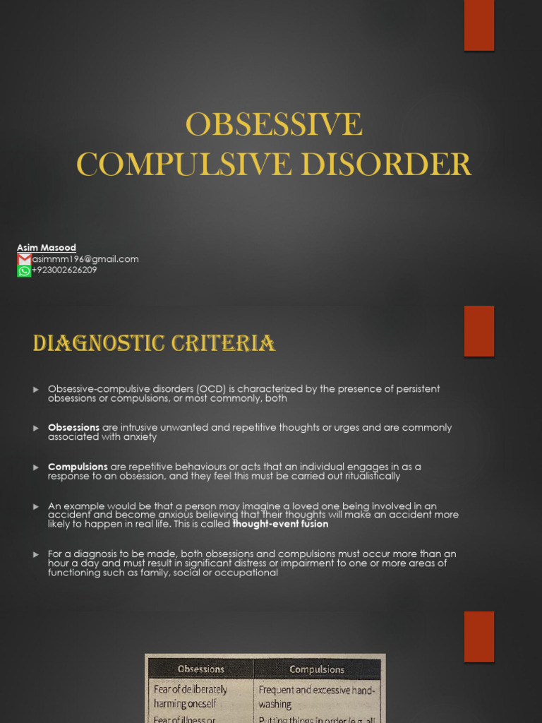 OBSESSIVE COMPULSIVE DISORDER | PDF | Obsessive–Compulsive Disorder ...