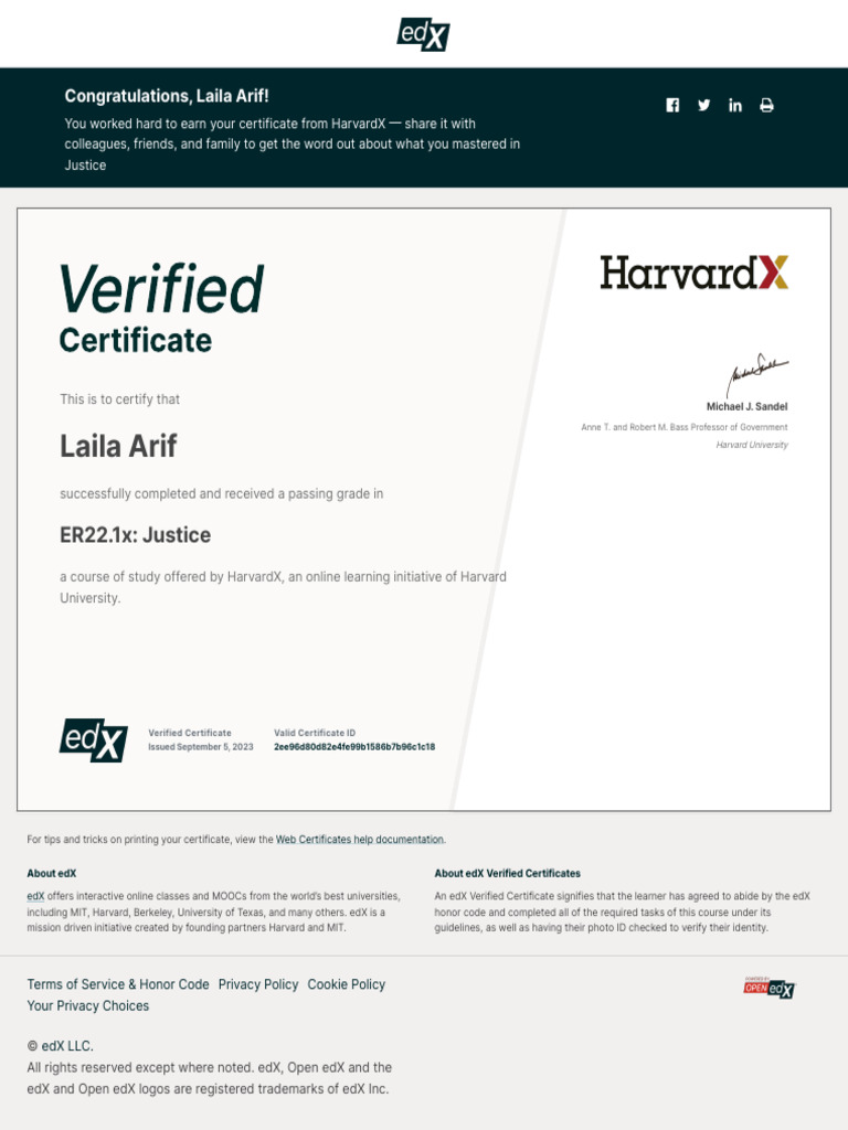 HarvardX ER22.1x Certificate | edX | PDF