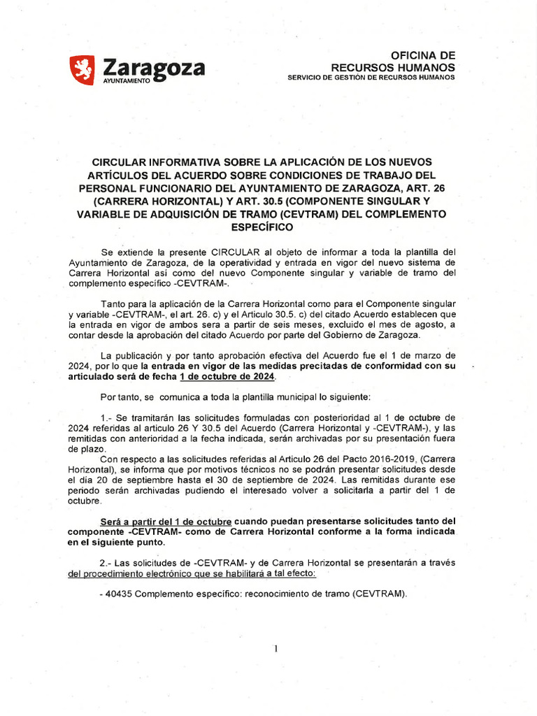 Nueva Carrera Horizontal y CEVTRAM en Zaragoza | PDF | Gestión de ...