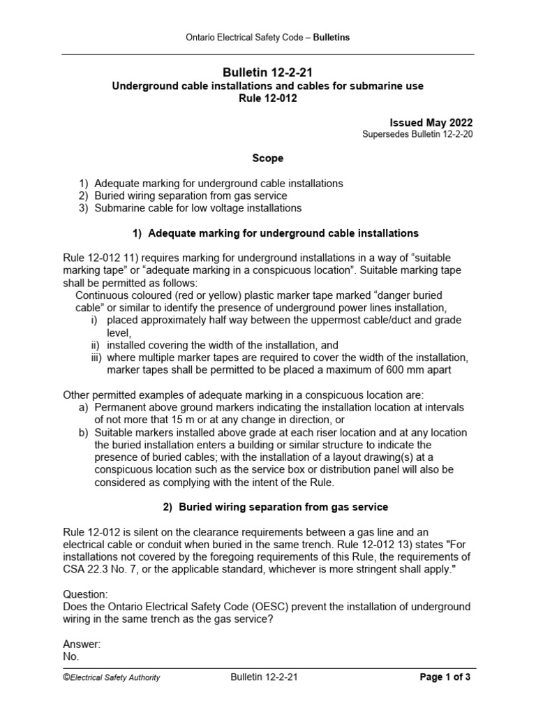 Underground Cable Installation Guidelines | PDF | Electrical Wiring ...
