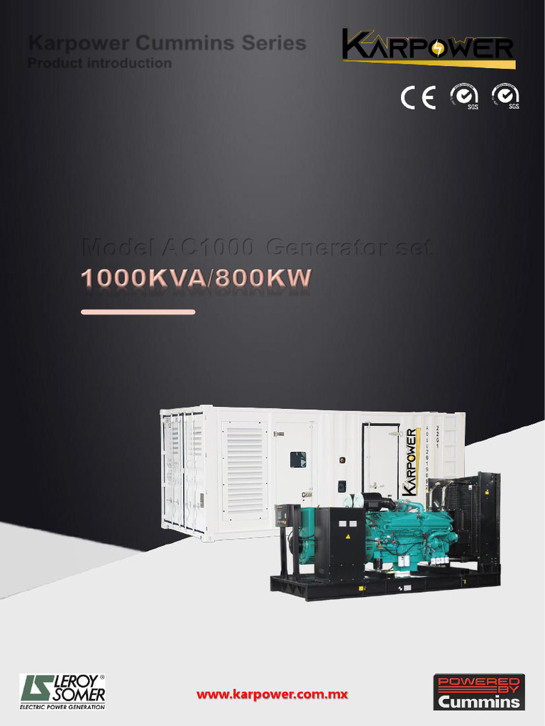 Karpower AC1000 Generator Overview | PDF | Electric Generator | Coolant