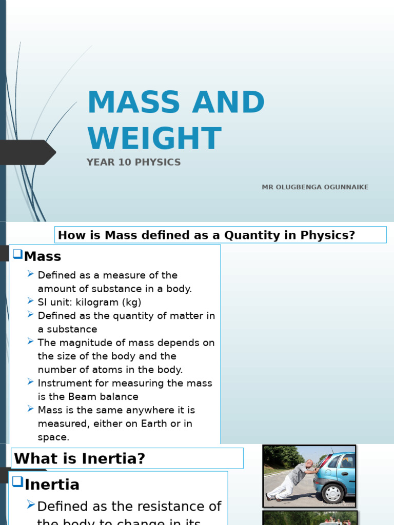 Understanding Mass and Weight in Physics | PDF