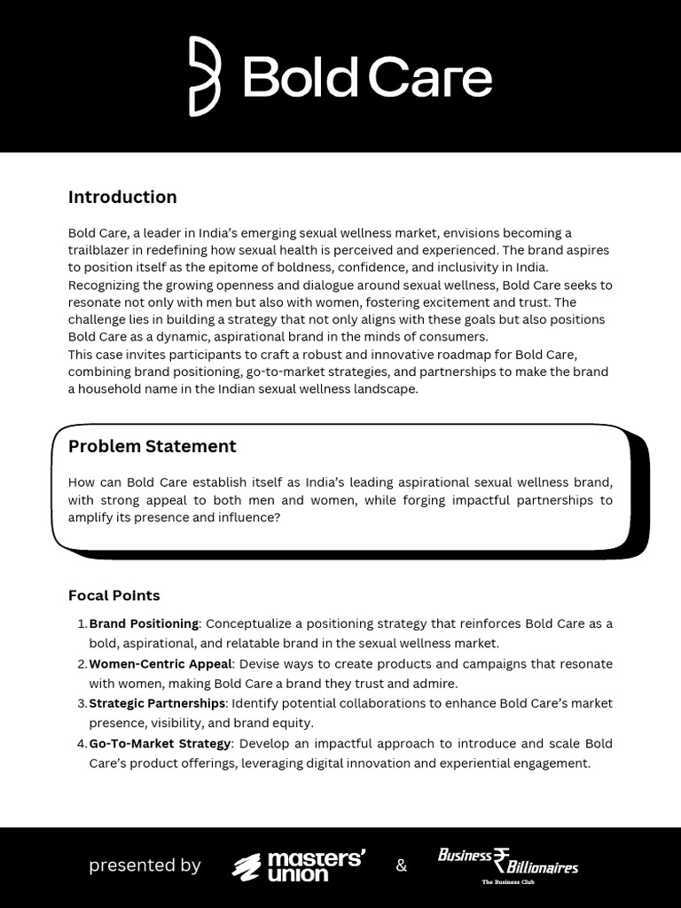 Bold Care: Strategy for Sexual Wellness | PDF | Brand | Marketing