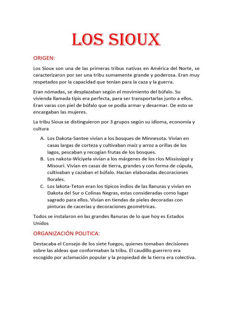 Los Sioux | PDF | siux | Bisonte americano