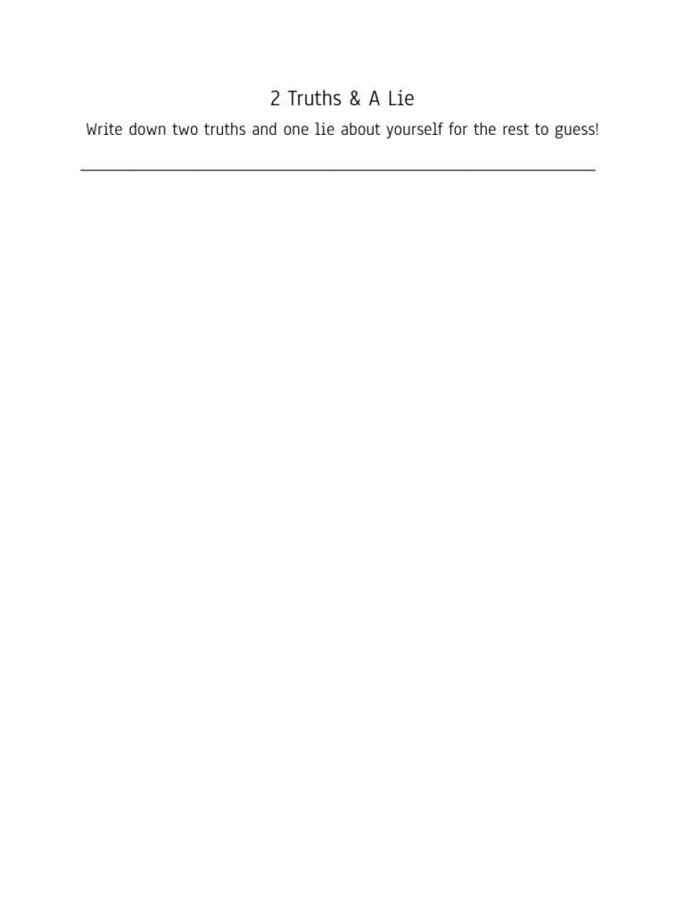 2 Truths & A Lie | PDF