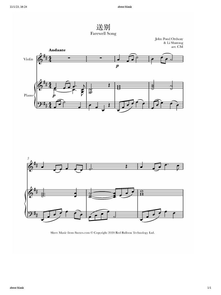 Farewell Song Easy | PDF