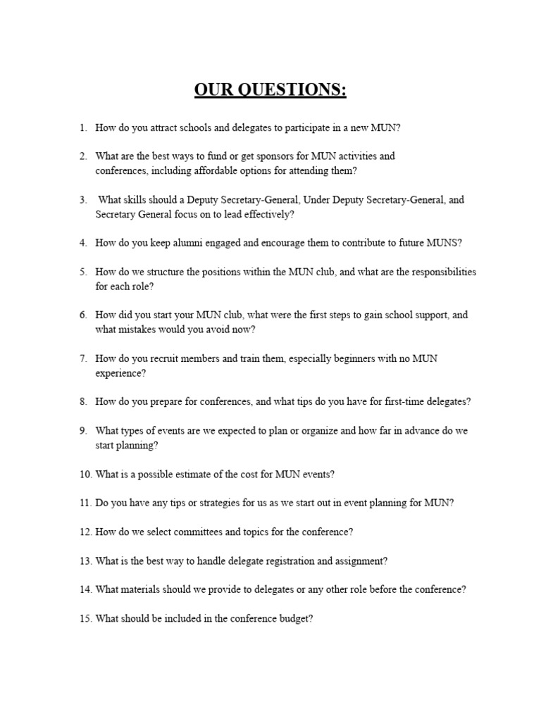 MUN Questions-2 | PDF
