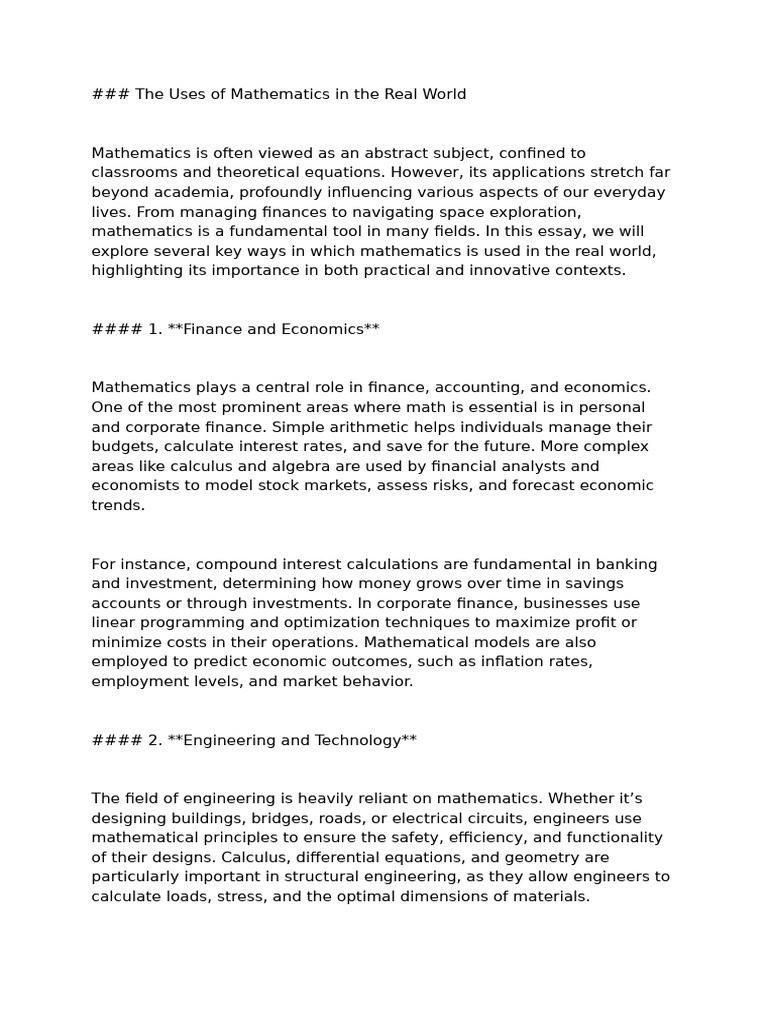 Real-World Applications of Mathematics | PDF | Mathematics | Meteorology
