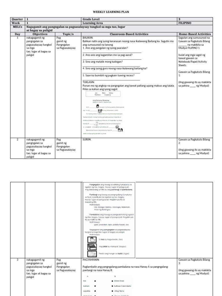 WLP_FILIPINO-3_Q1_W1 | PDF