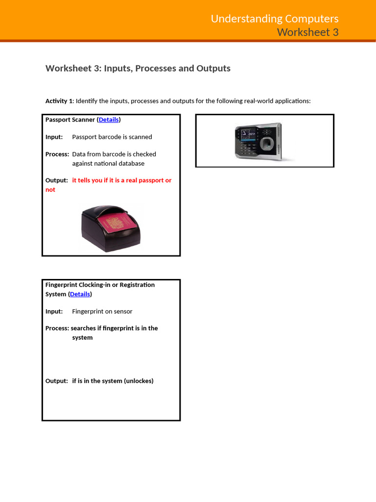 Worksheet 3 Inputs, Processes and Outputs-1 | PDF