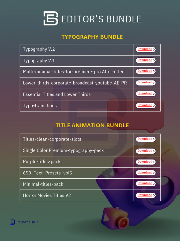EDITORS BUNDLE 40GB+ PACK Templates Assets | PDF