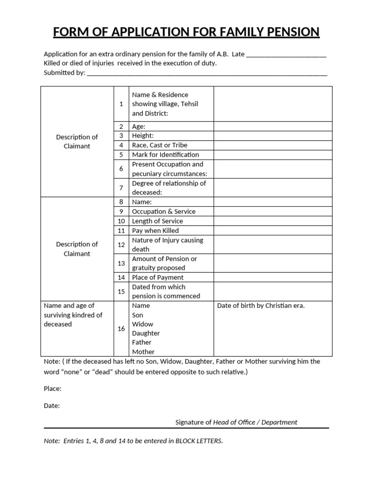 Family Pension Application Form | PDF