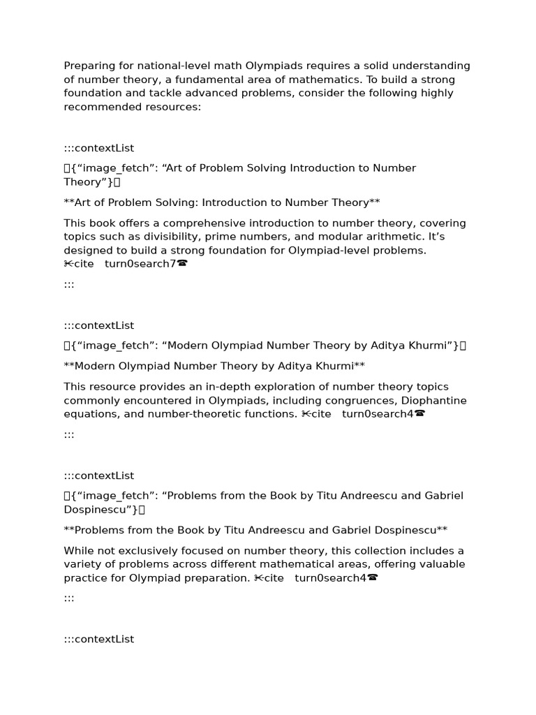 number theory resources for olympiads | PDF