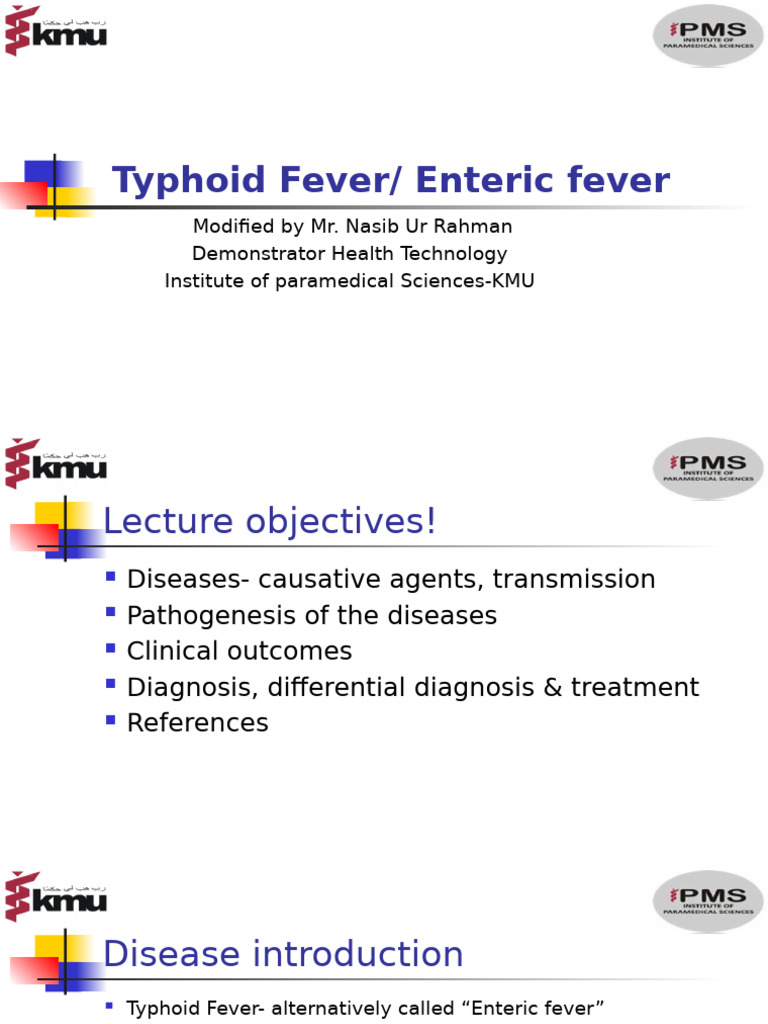 Lecture- 7 Typhoid Fever | PDF | Salmonella | Medical Specialties