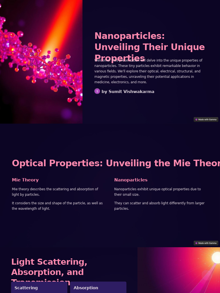 Unique Properties of Nanoparticles Explained | PDF | Light | Nanoparticle